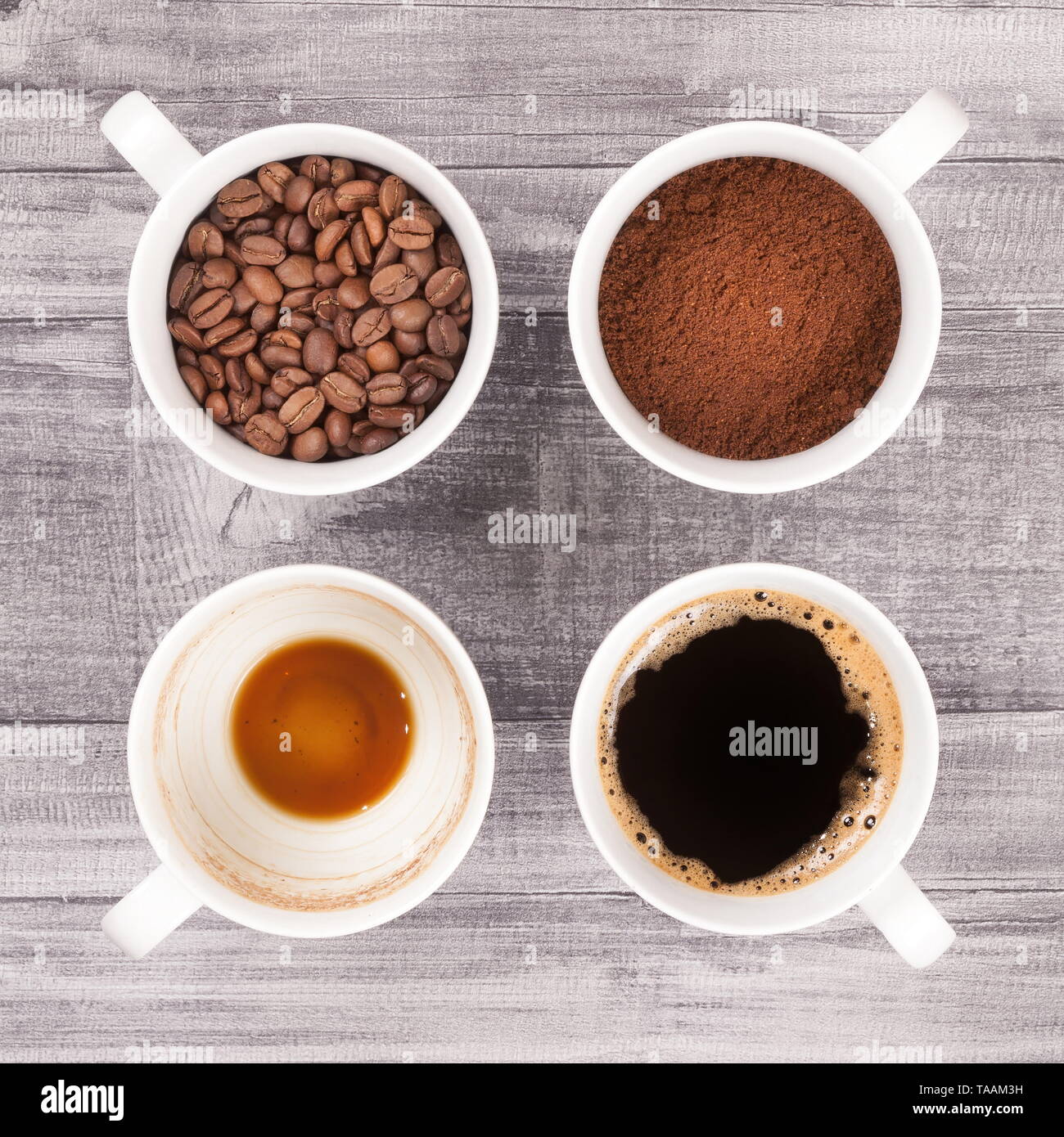 Four times coffee set Stock Photo - Alamy