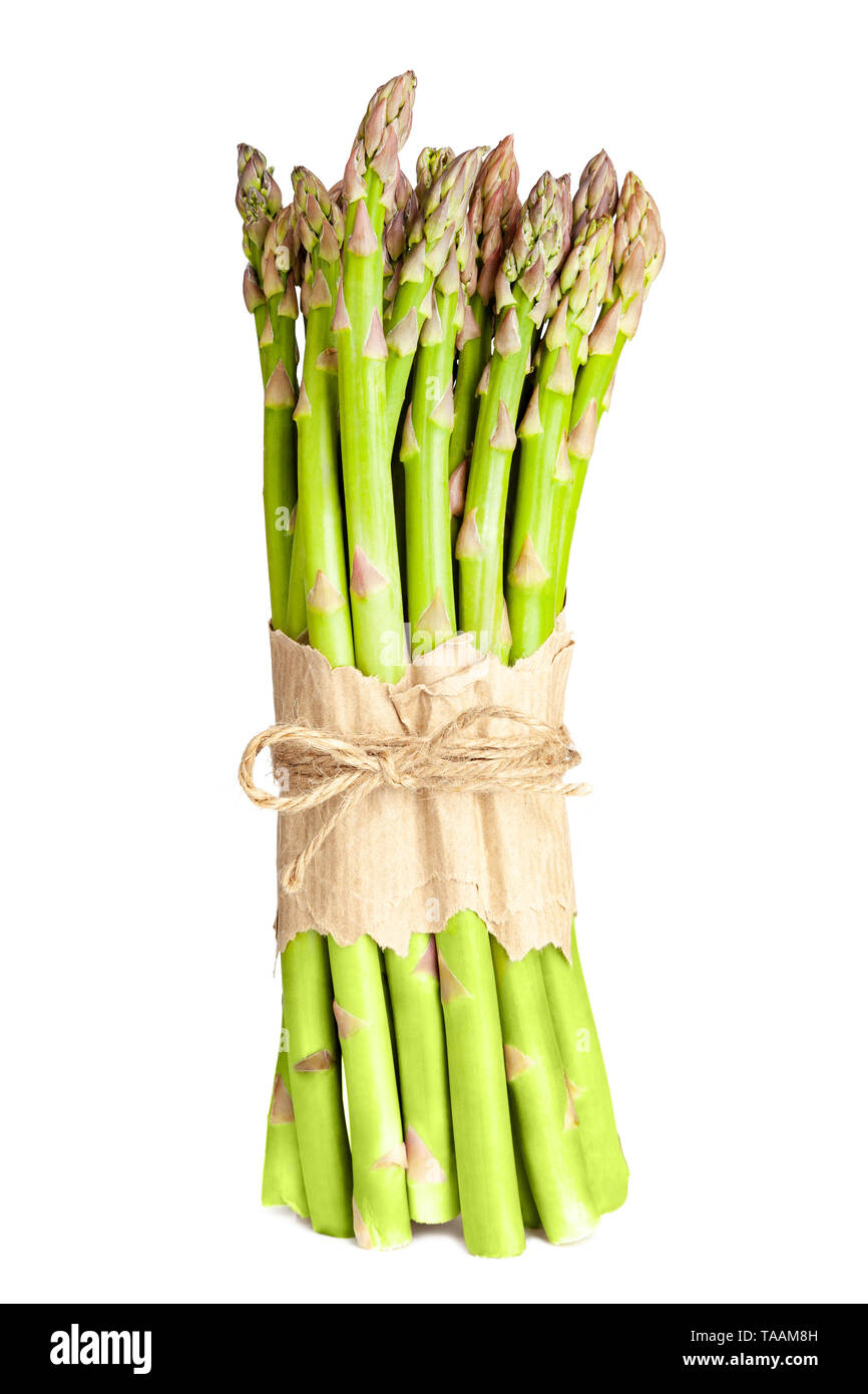 Fresh green asparagus bundle isolated on white background Stock Photo ...