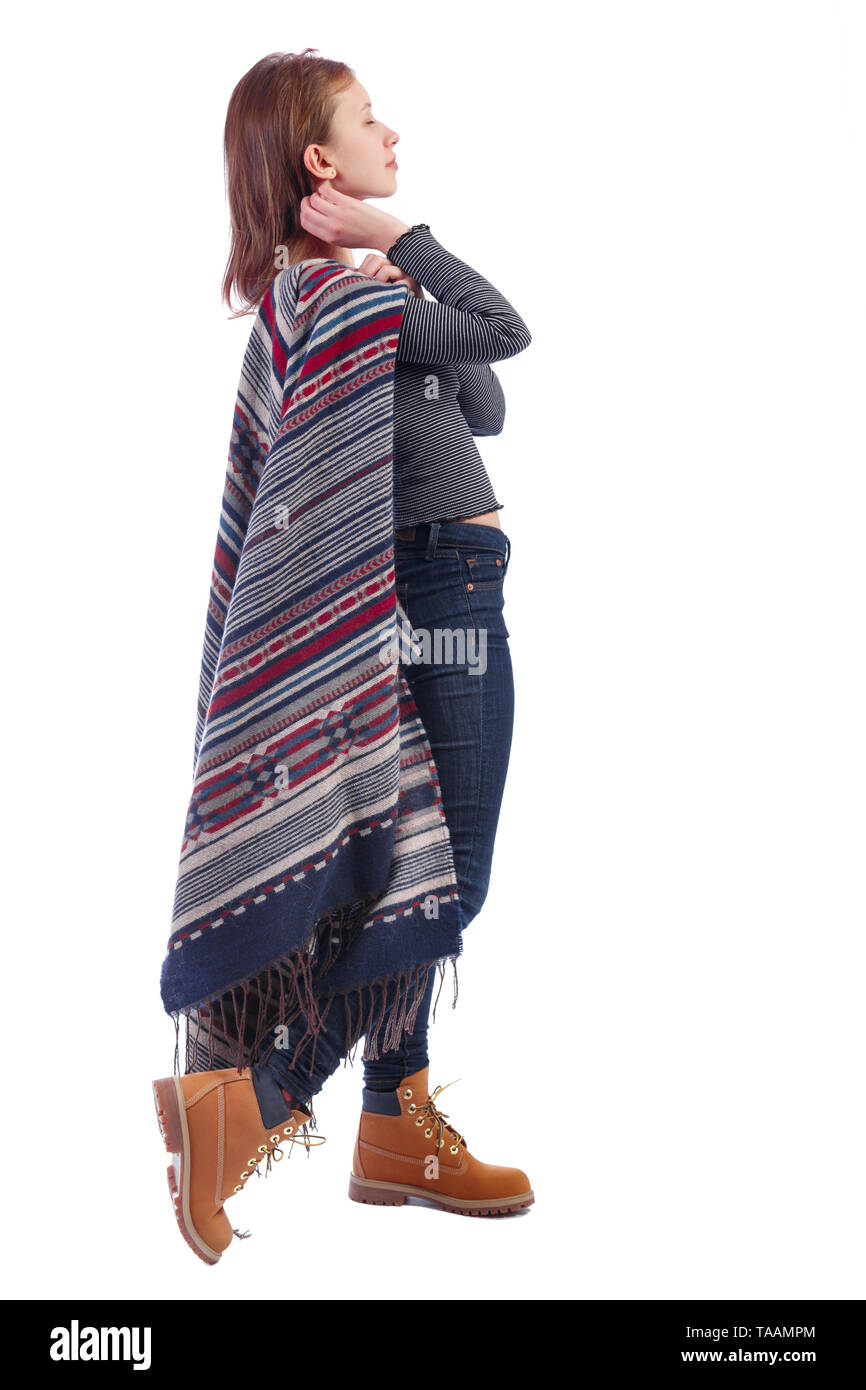 Side view of a woman dancing ballet. girl is balancing. Rear view ...