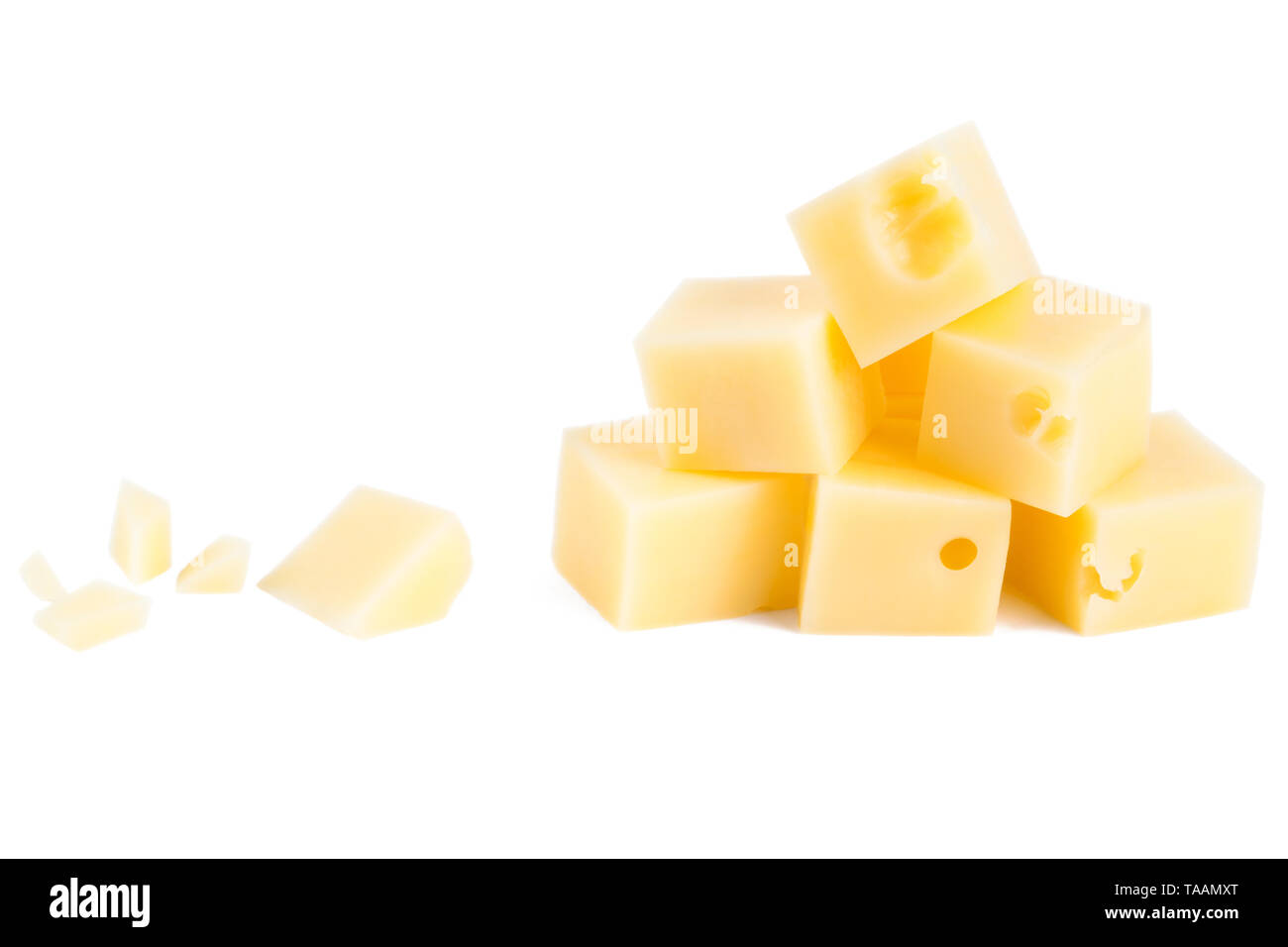 Stacked cheese cubes isolated on white background Stock Photo - Alamy