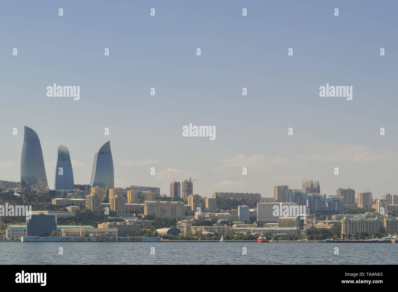 view on Baku cityscape from Caspian sea Stock Photo - Alamy
