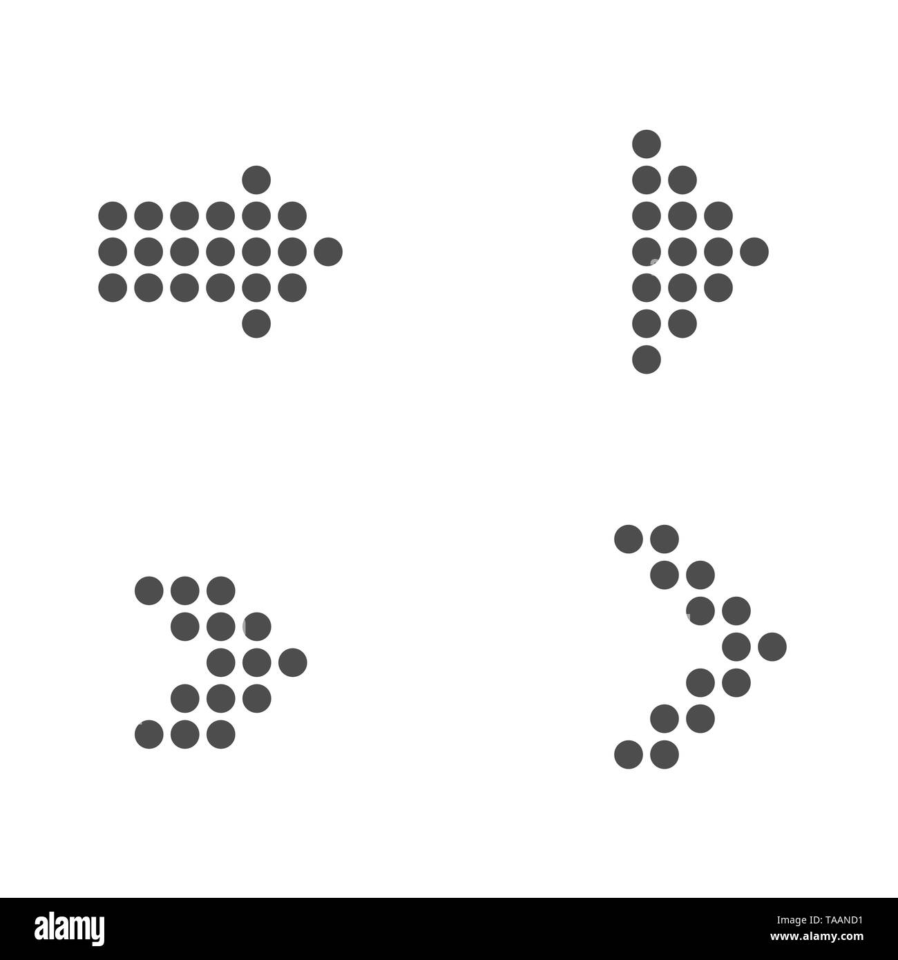 Dots Arrow icon set. Black dots arrows, direction cursor click elements ...