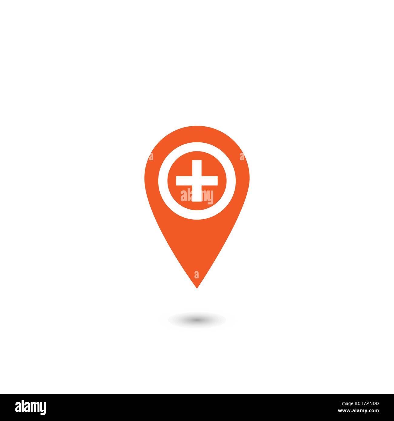 Red sign. Cross icon, Map pin symbol Hospital sign Vector illustration ...