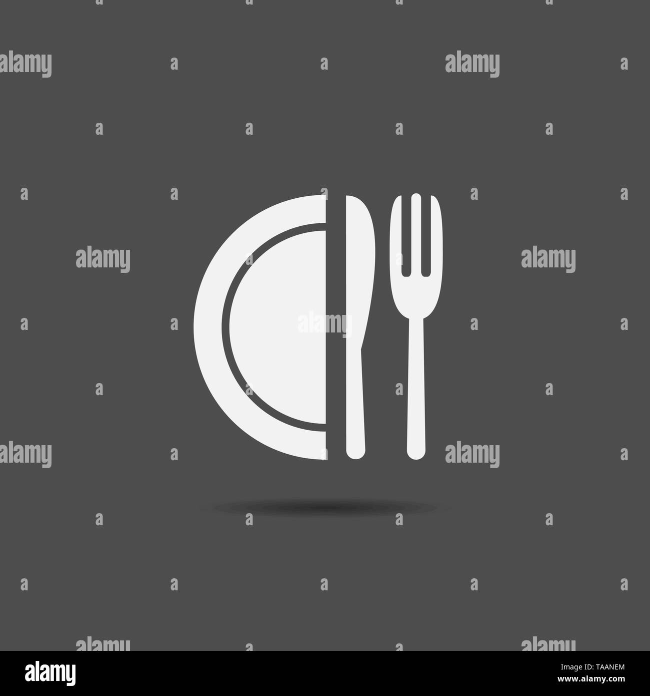 Fork knife and plate icon Cafe or restastaurant symbol Food icon ...