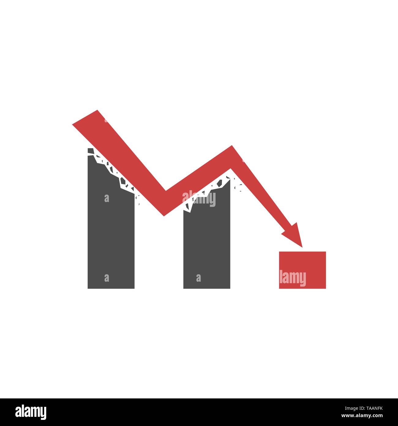 Negative trend. Declining graph, red arrow Vector illustration Stock ...