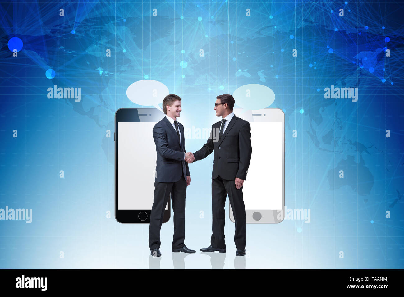 Concept of communication with businessmen handshaking Stock Photo - Alamy