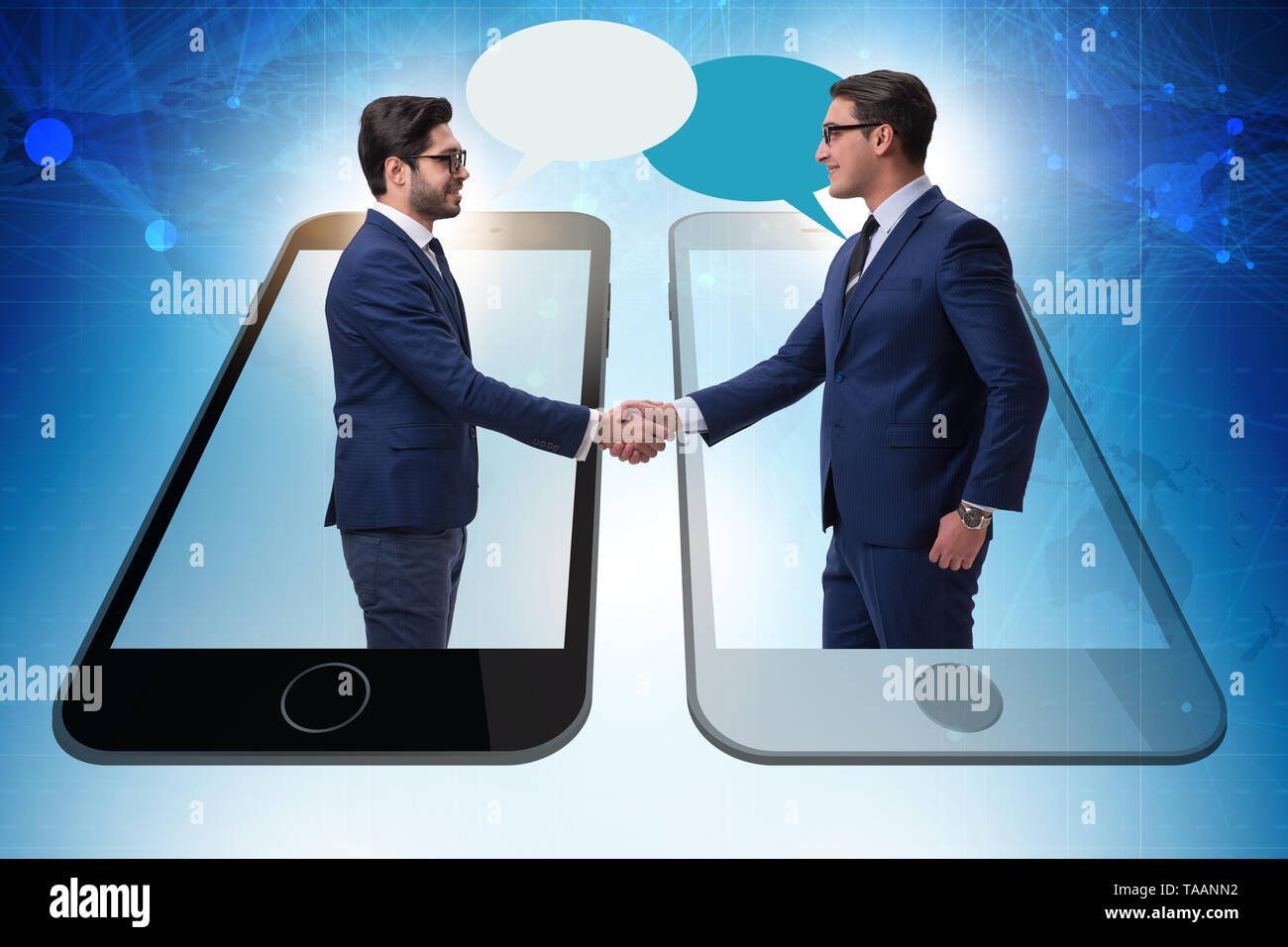 Concept of communication with businessmen handshaking Stock Photo - Alamy