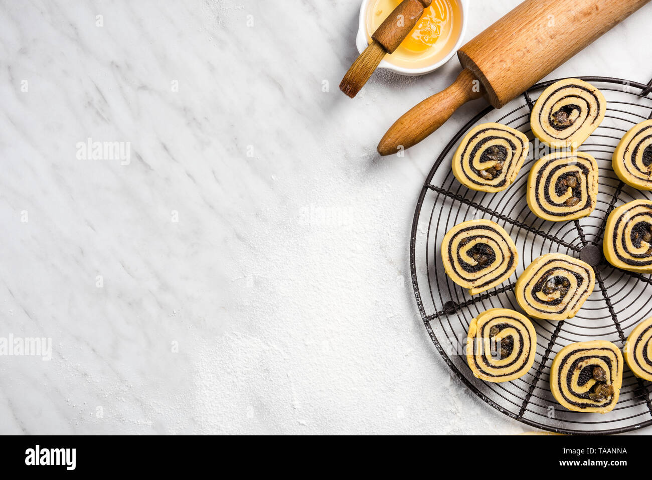 Home baking, border background on marble table Stock Photo - Alamy