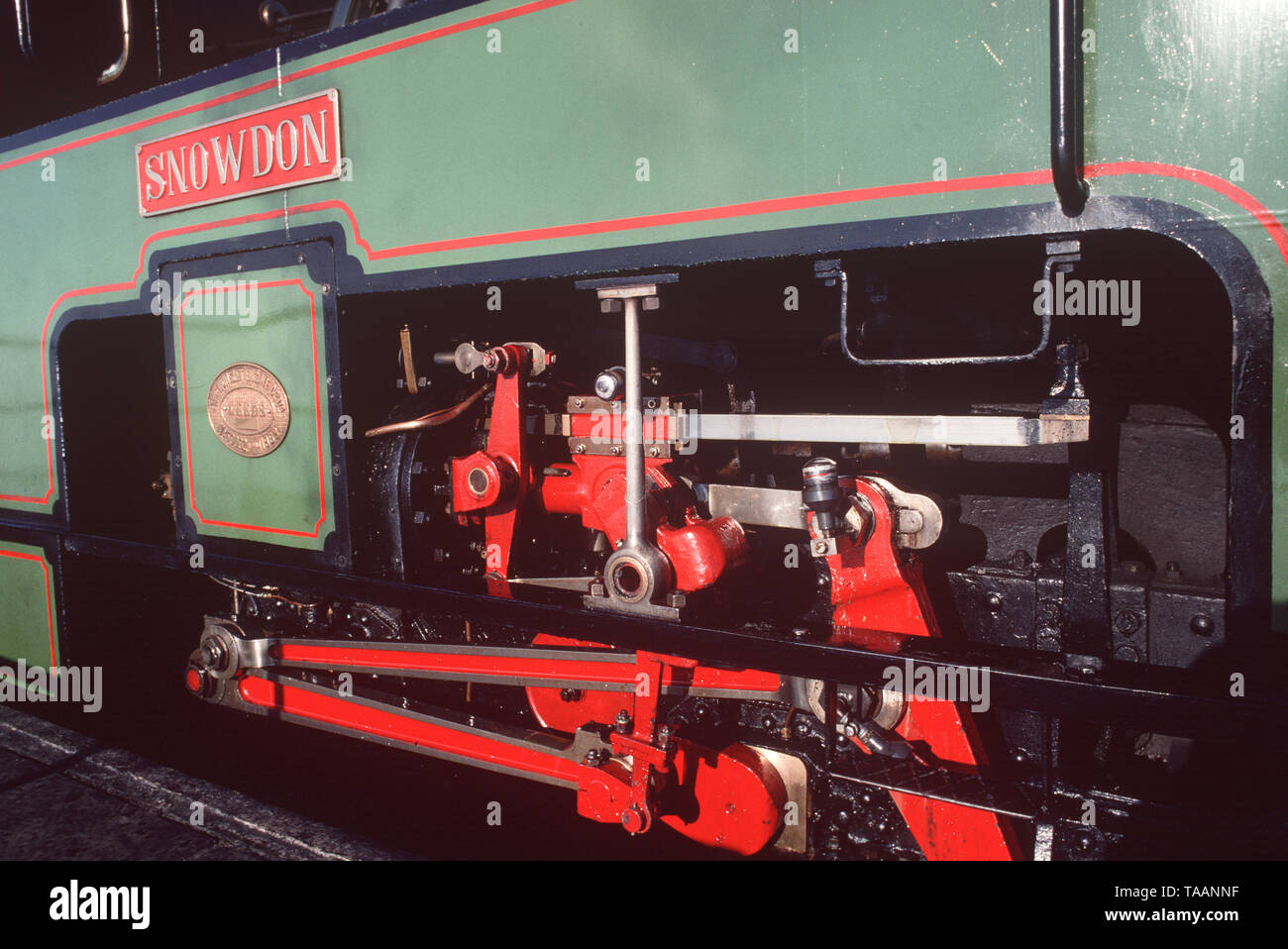Snowdon Mountain Railway rack and pinion steam locomotive at Mount Snowdon summit, Snowdonia ...