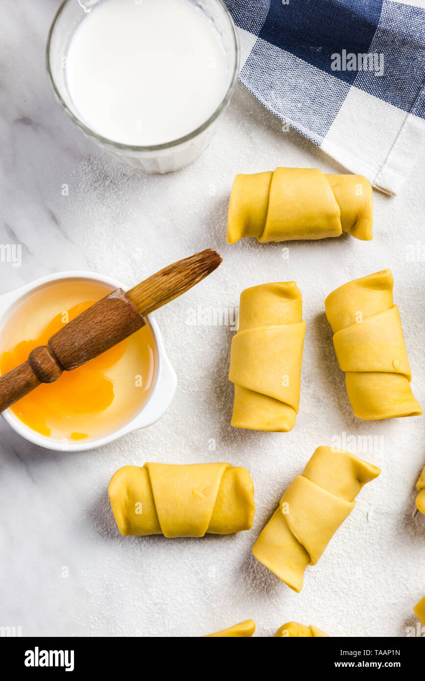 Making homemade french pastry croissants Stock Photo - Alamy