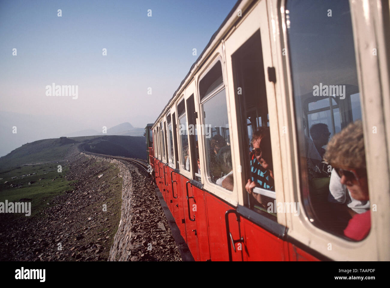 View of Snowdonia National Park from the Snowdon Mountain Railway ...
