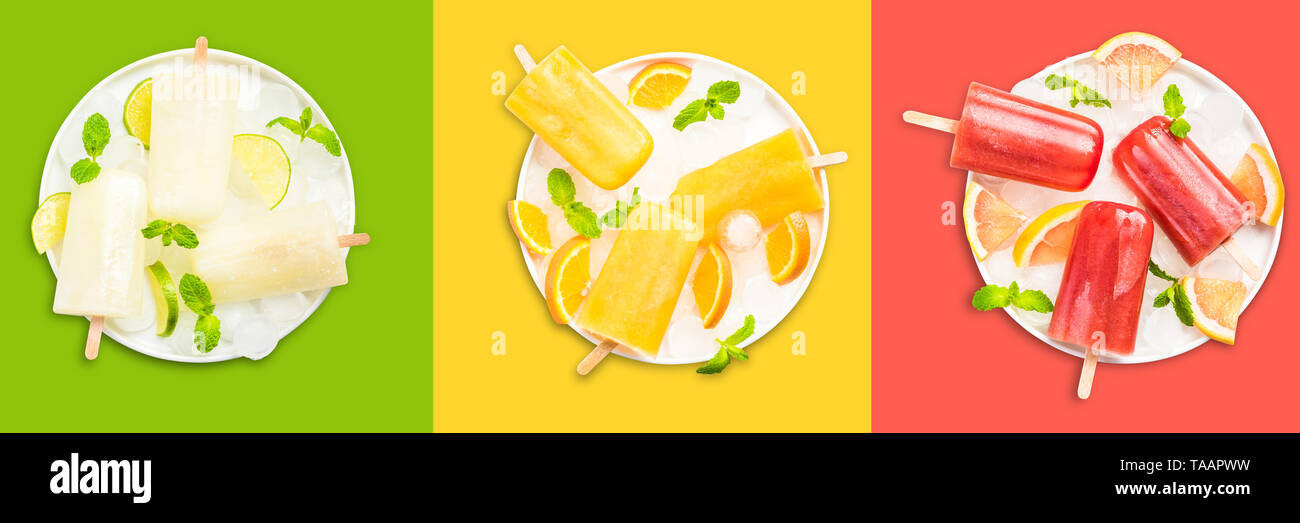 Colorful large image of homemade refreshing popsicles Stock Photo - Alamy