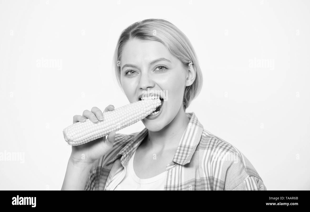 Woman eating corn cob Black and White Stock Photos & Images - Alamy