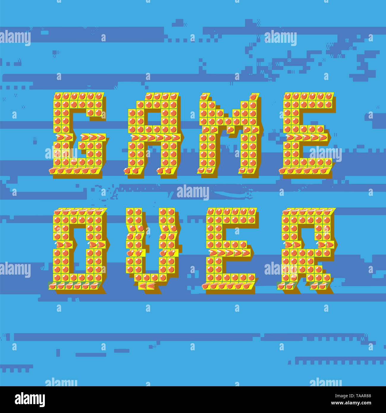 Pixel Game Over Sign on Glitch Blue Banner. Gaming Concept. Video Game ...
