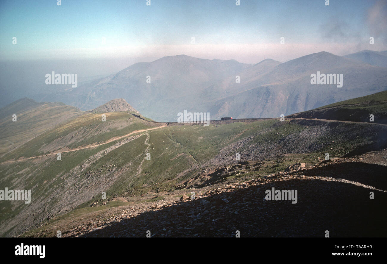 View of Snowdonia National Park from the Snowdon Mountain Railway ...