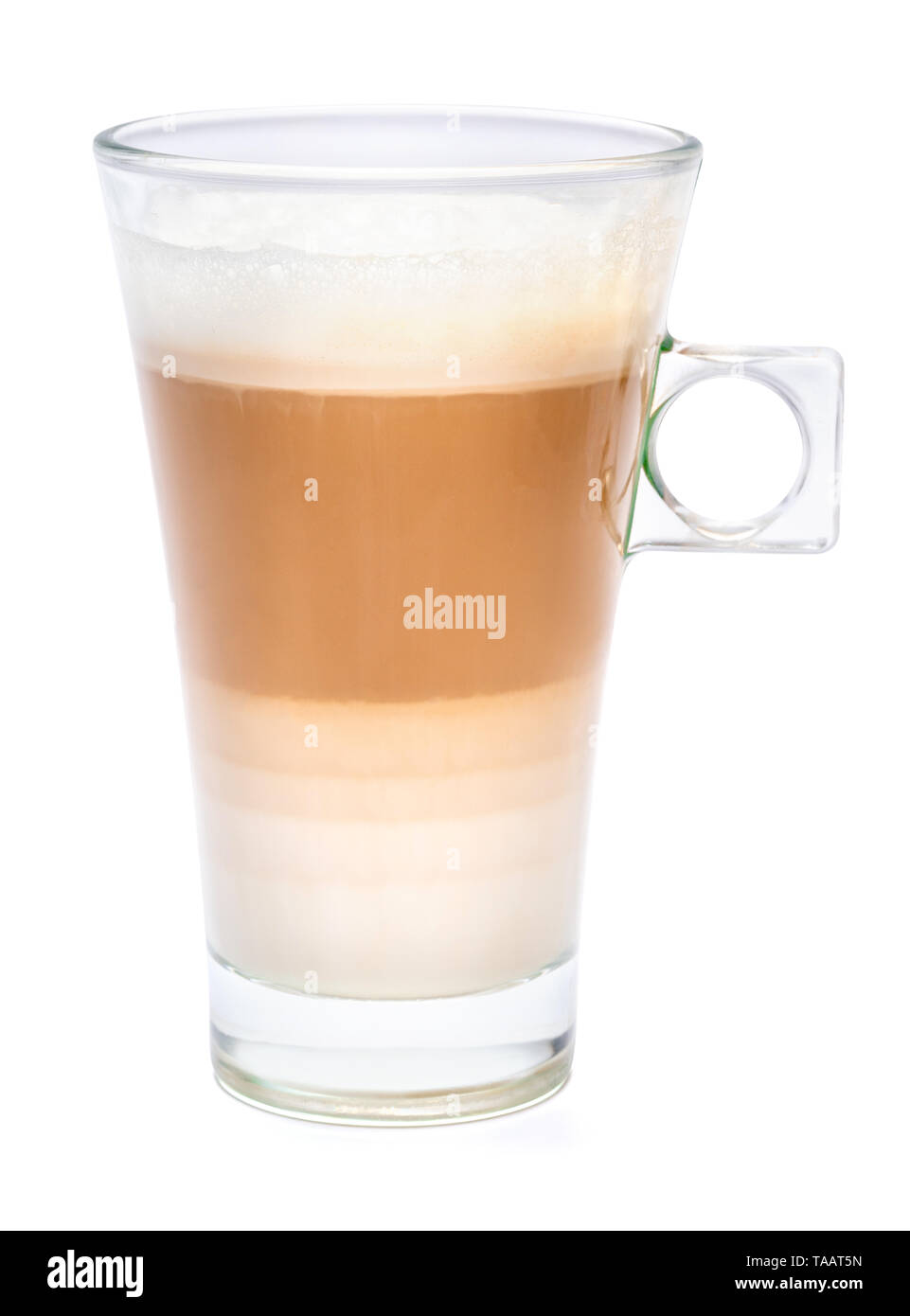 glass of fresh latte coffee isolated on white background with clipping ...