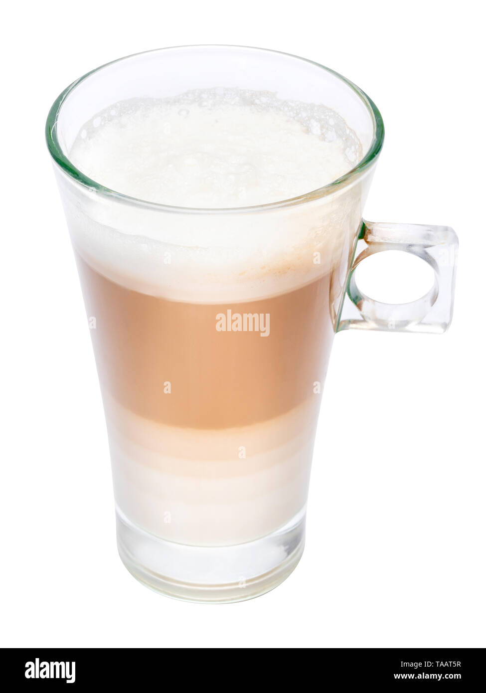 glass of fresh latte coffee isolated on white background with clipping ...