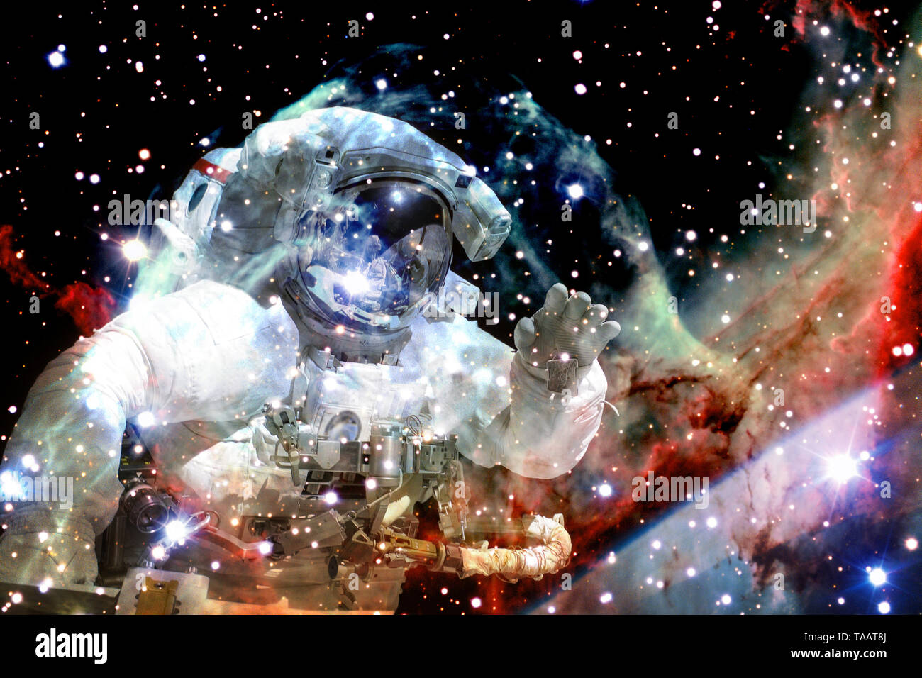 Astronaut in deep space. Cosmic art. Elements of this image furnished ...
