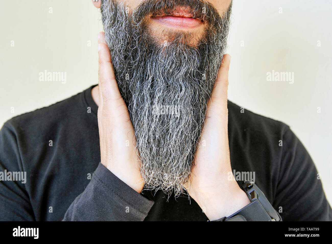 Man stroking beard portrait hi-res stock photography and images - Alamy