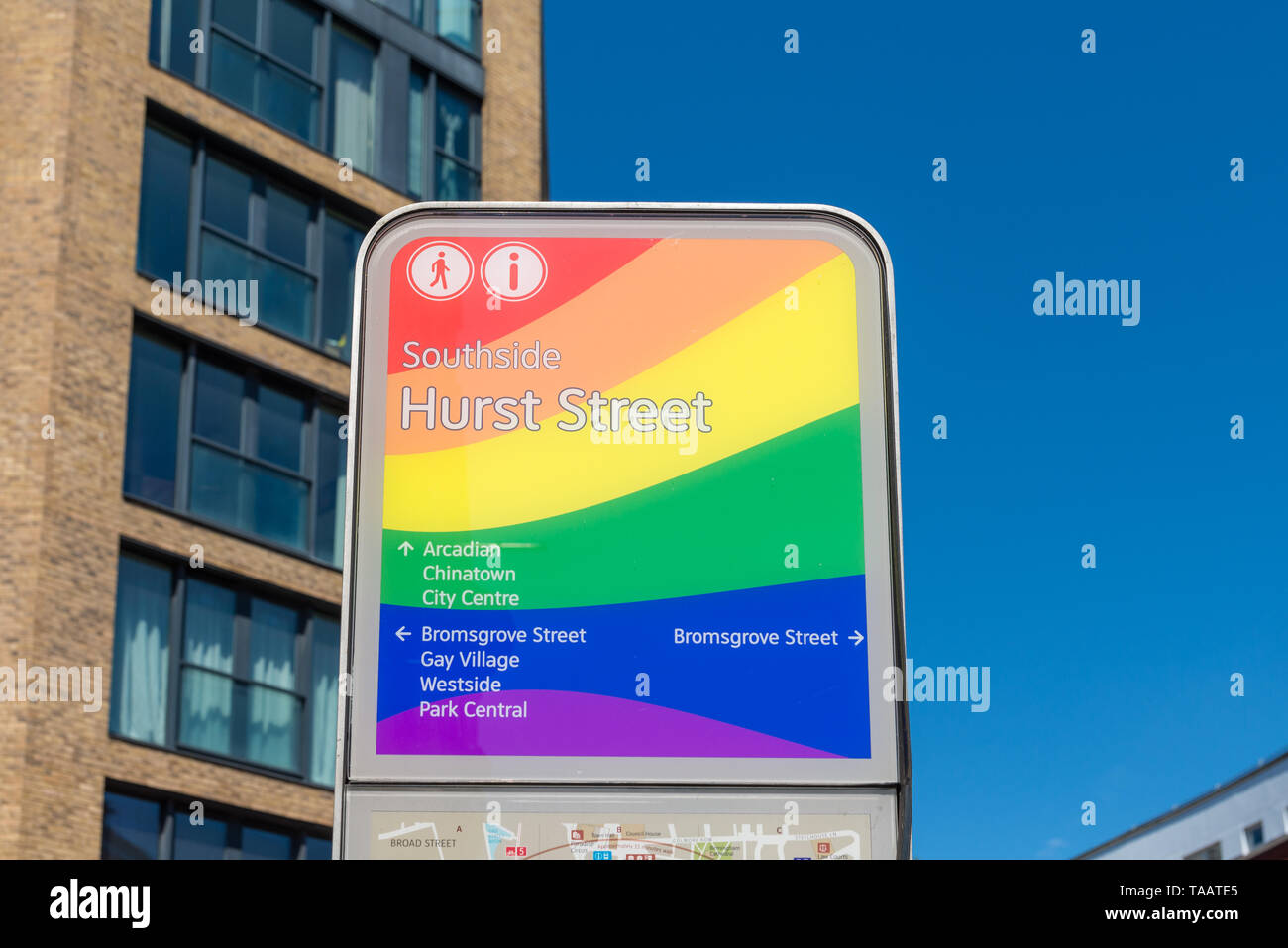 The rainbow flag on council street map display in Birmingham's gay ...