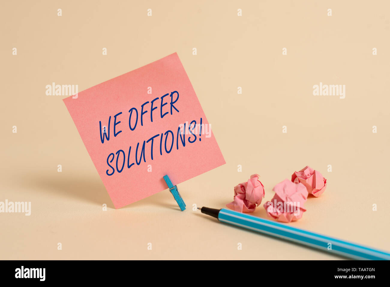 Conceptual hand writing showing We Offer Solutions. Concept meaning way ...