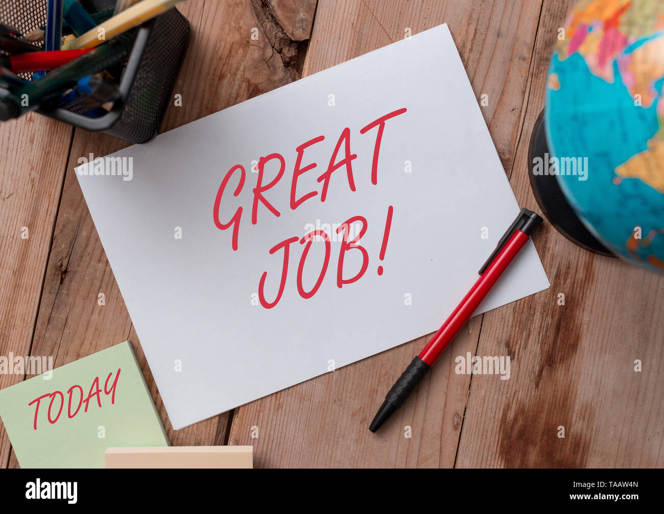 Word writing text Great Job. Business photo showcasing used praising ...