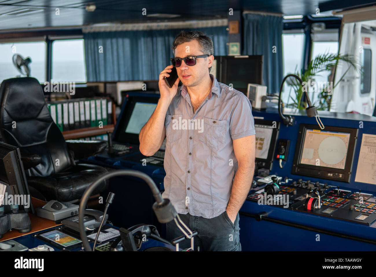 Marine Deck Officer or seaman on deck of vessel or ship Stock Photo - Alamy