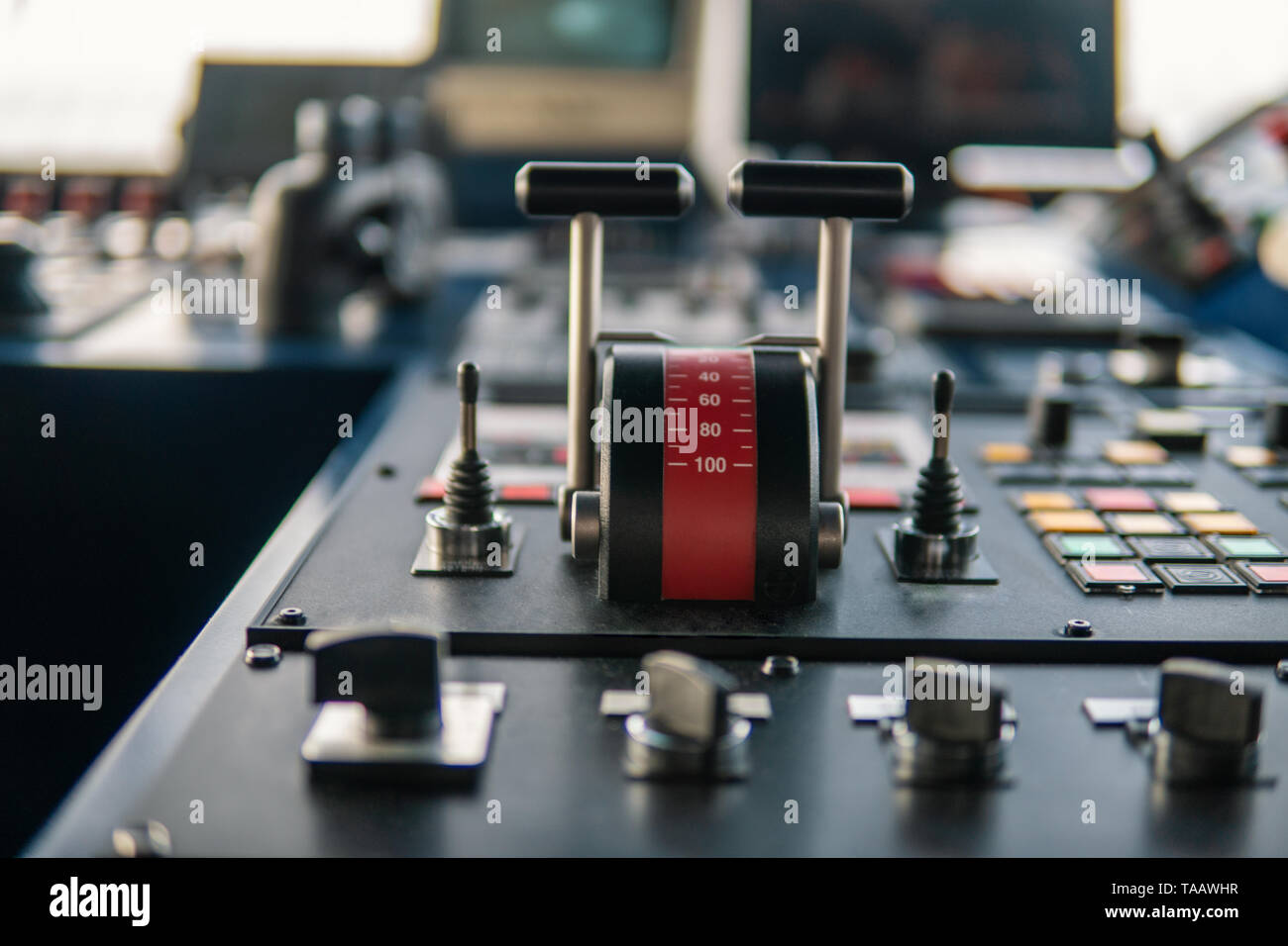 Bridge ship equipment of offshore dp vessel Stock Photo - Alamy
