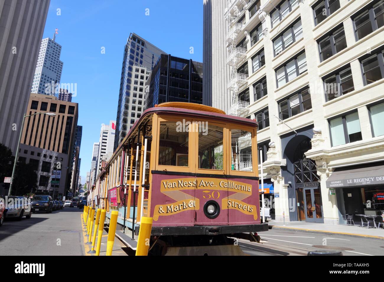 SAN FRANCISCO, USA - APRIL 9, 2014: Historic cable car in San Francisco ...