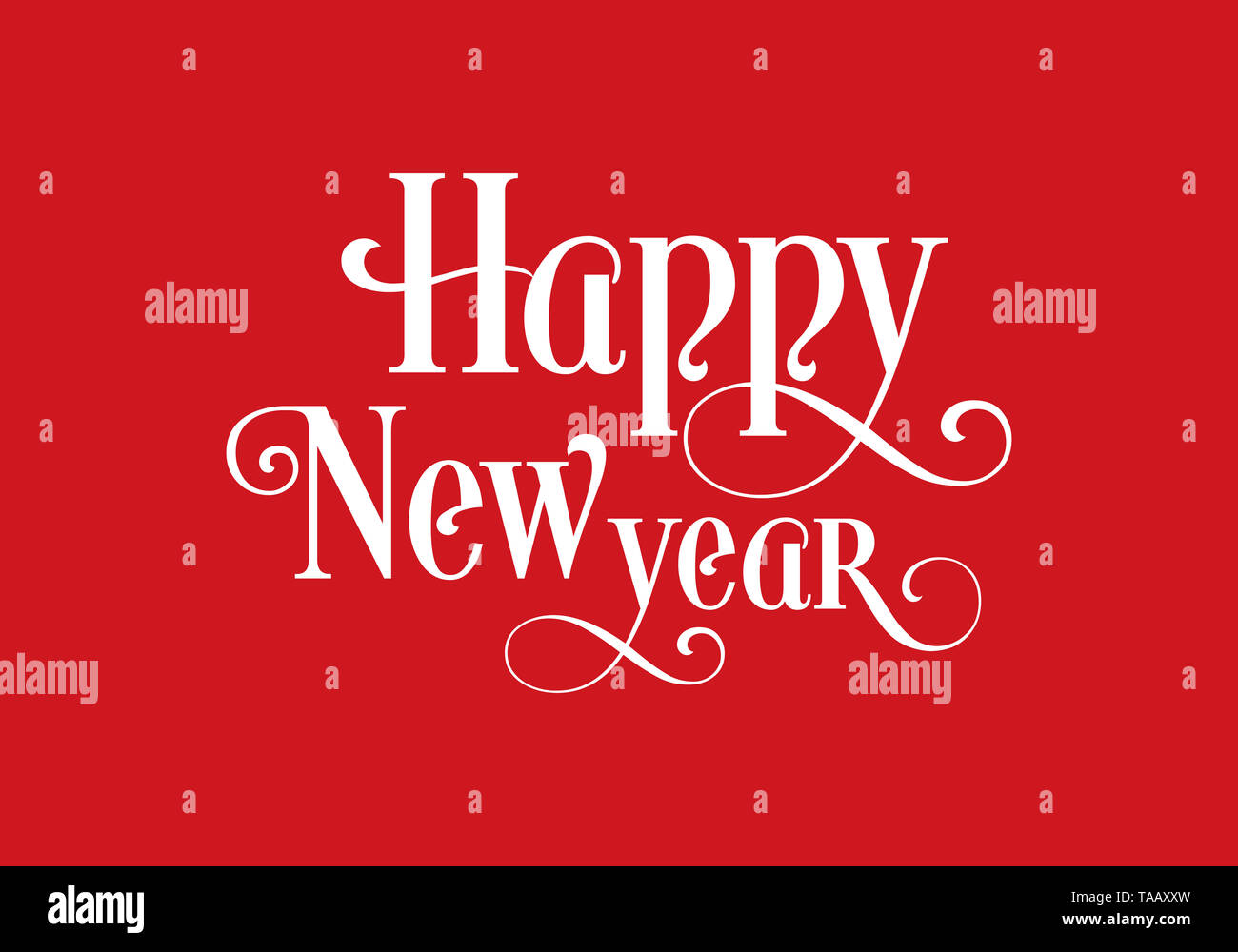 Happy New Year Text Design for Greeting Card. Handmade Vector ...