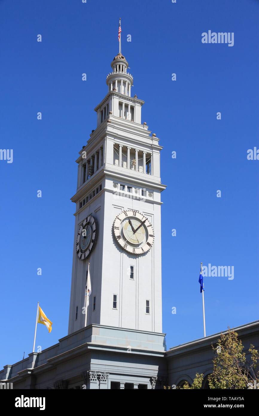 Port of San Francisco - landmark clock tower in California Stock Photo ...