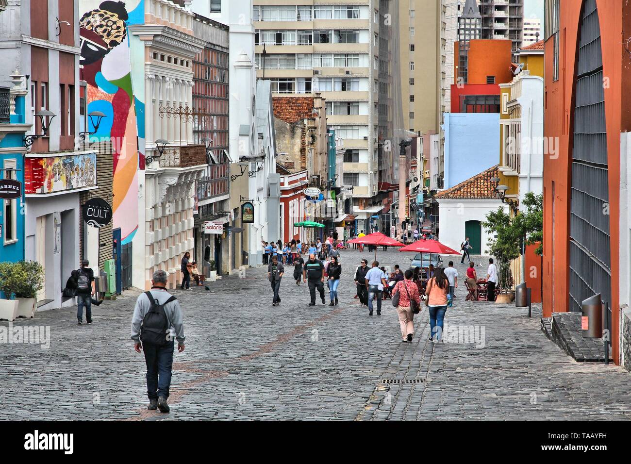 CURITIBA, BRAZIL - OCTOBER 7, 2014: People visit the Old Town of ...