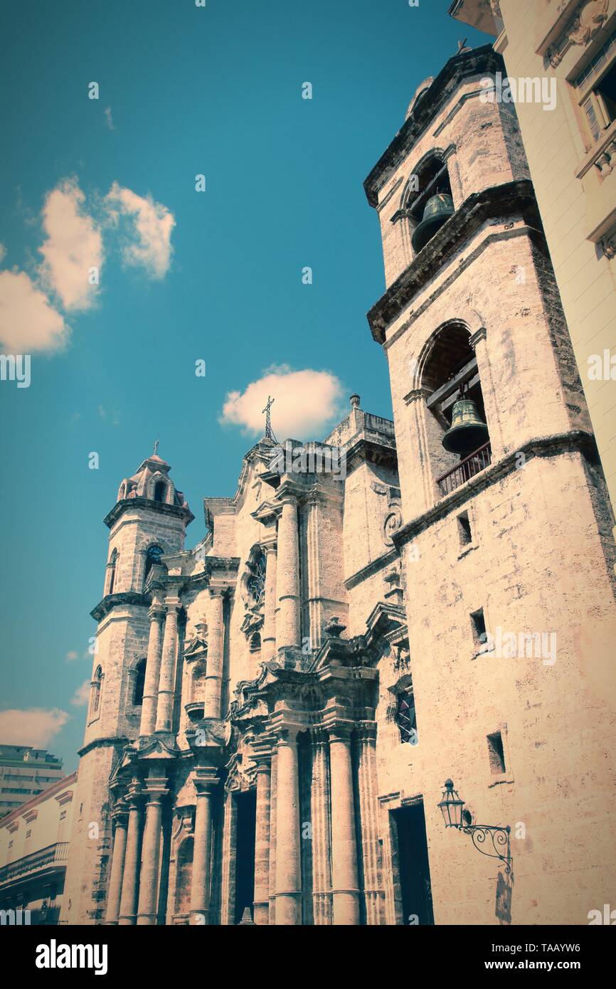 Havana, Cuba - city architecture. Famous baroque Cathedral, with its ...