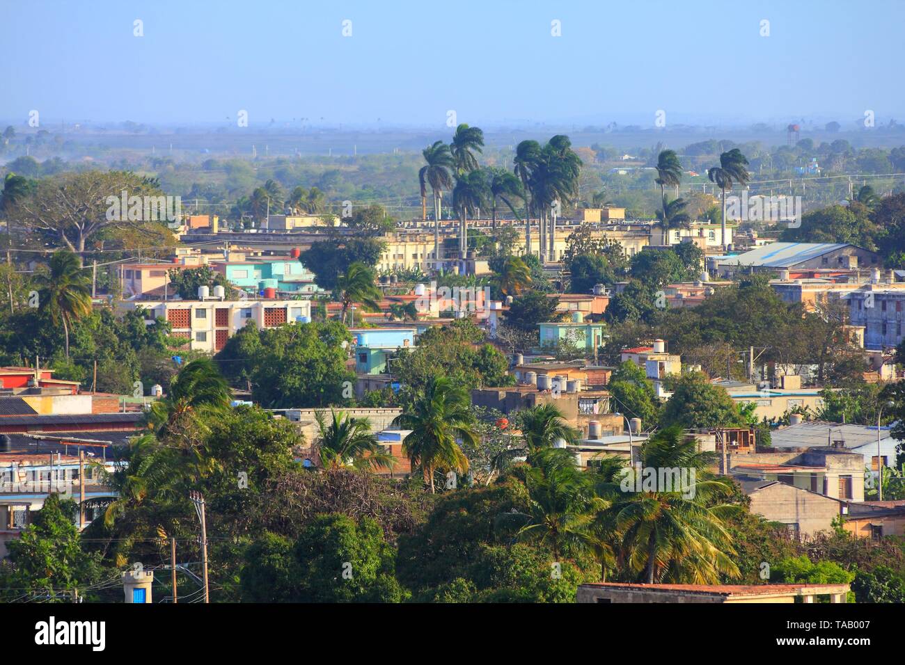 Camaguey, Cuba - old town listed on UNESCO World Heritage List. Aerial ...