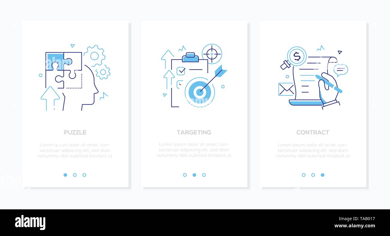 Business and technology - set of line design style vertical web banners ...