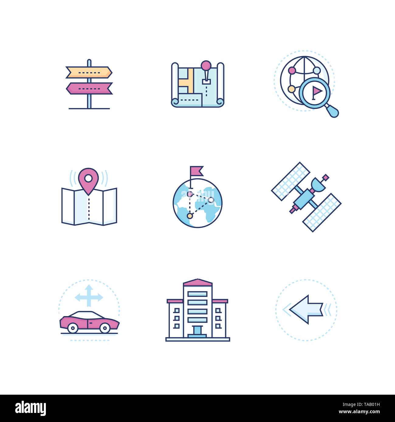 Geolocation - modern vector line design style icons set Stock Vector Image & Art - Alamy