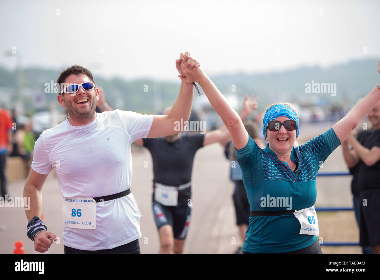 Hythe Bay Triathlon 2019, Finishing line Stock Photo - Alamy