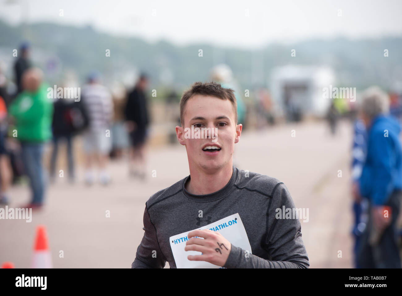 Hythe Bay Triathlon 2019, Finishing line Stock Photo - Alamy