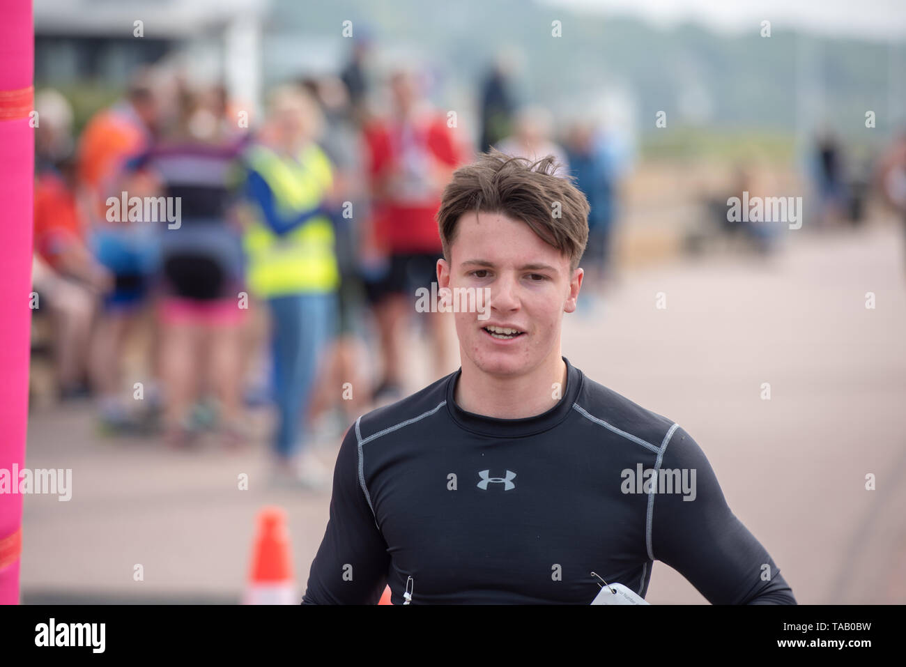 Hythe Bay Triathlon 2019, Finishing line Stock Photo - Alamy