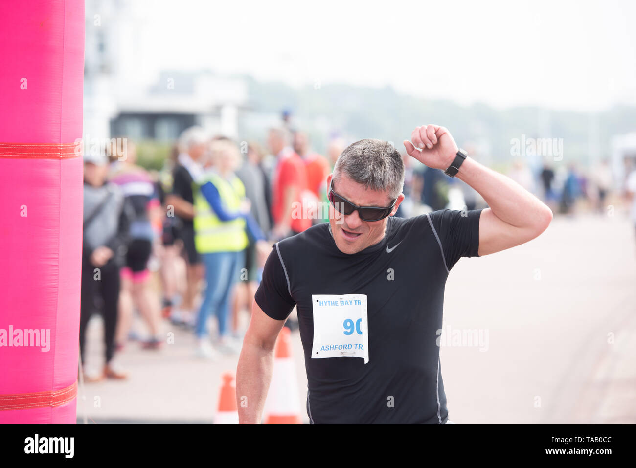 Hythe Bay Triathlon 2019, Finishing line Stock Photo - Alamy