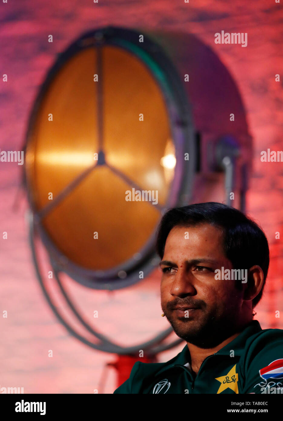 Pakistan's Sarfaraz Ahmed during the Cricket World Cup captain's launch ...