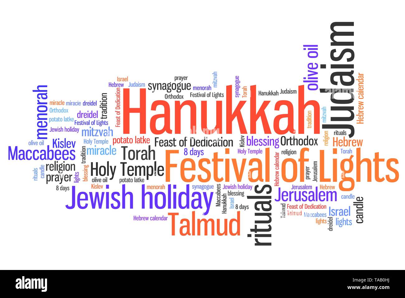 Hanukkah celebration concepts word cloud illustration. Word collage ...