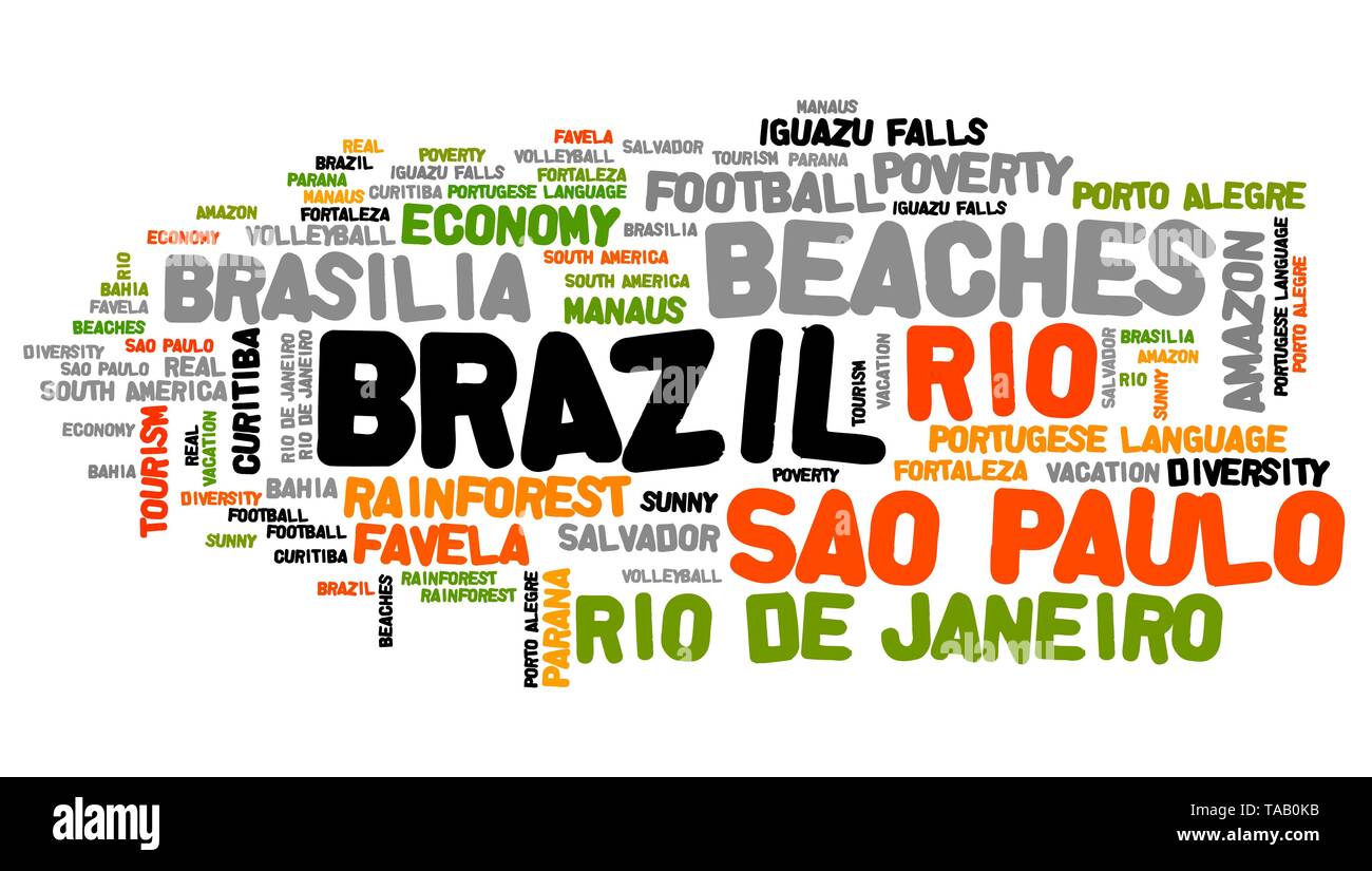 Brazil word cloud illustration. Tag cloud keyword concept Stock Photo ...