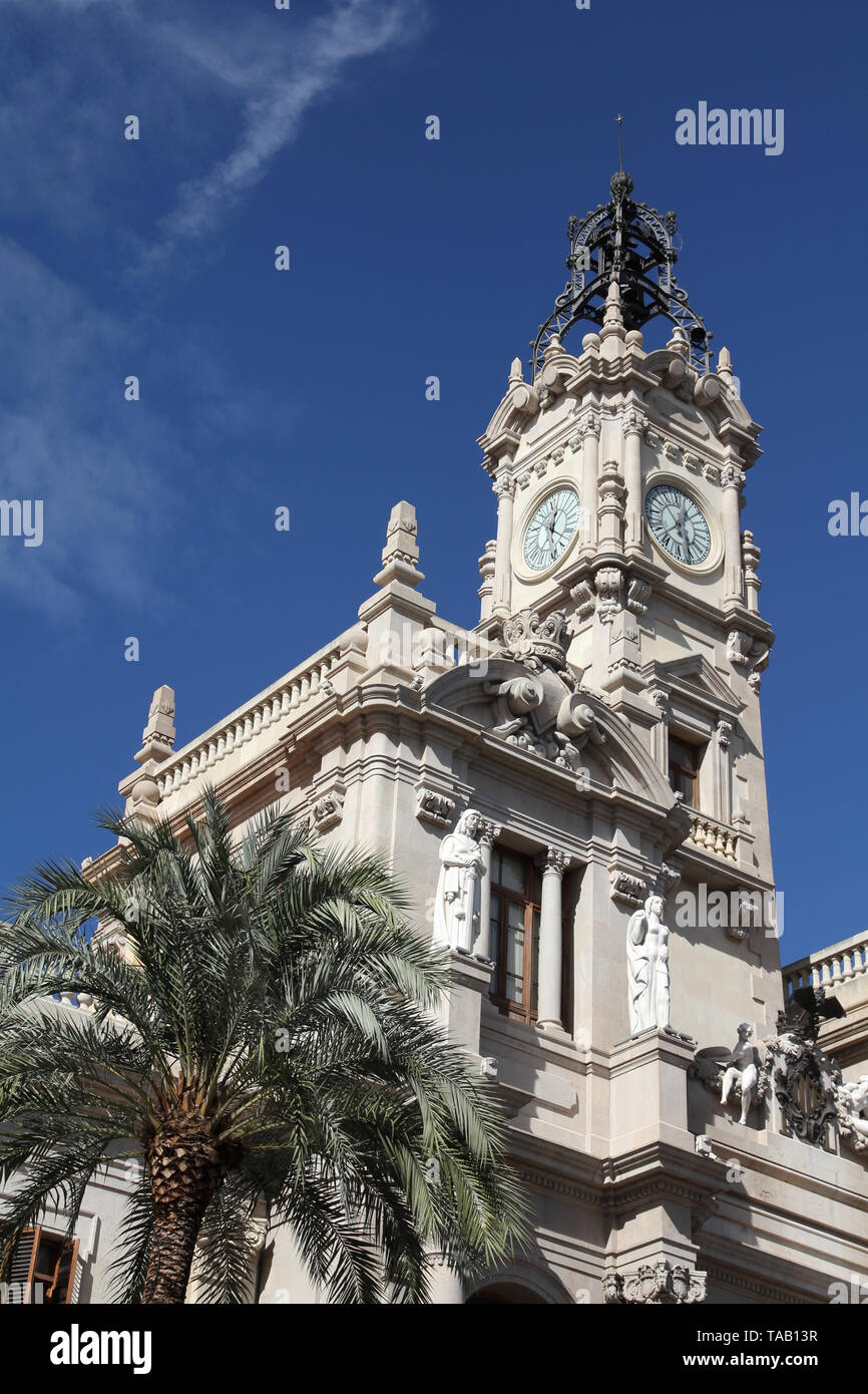 Valencia, Spain. Old architecture - famous town hall Stock Photo - Alamy