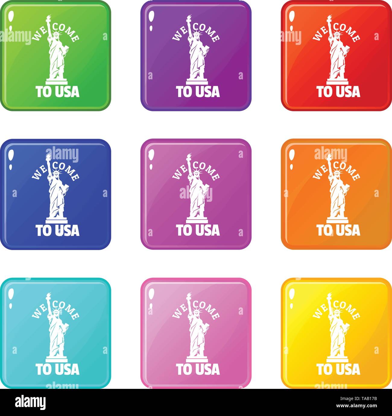 Freedom statue icons set 9 color collection Stock Vector Image & Art ...