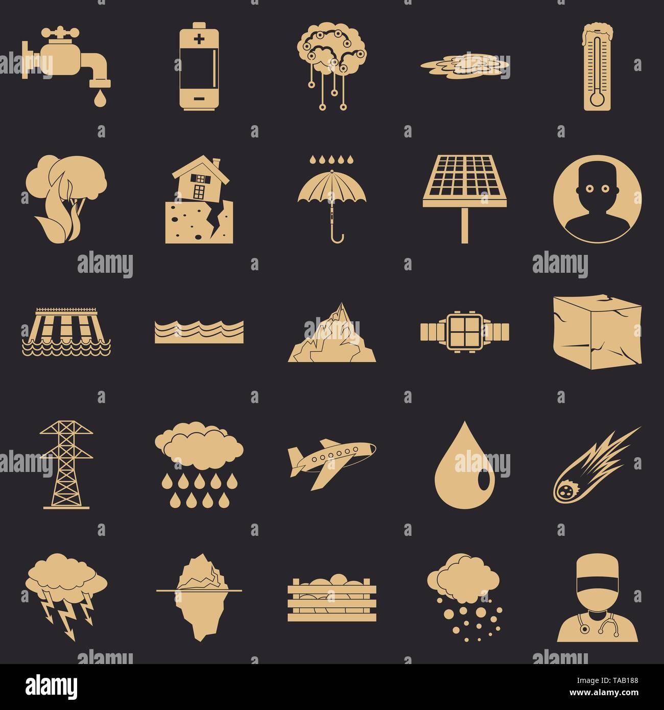 Danger icons set, simple style Stock Vector Image & Art - Alamy