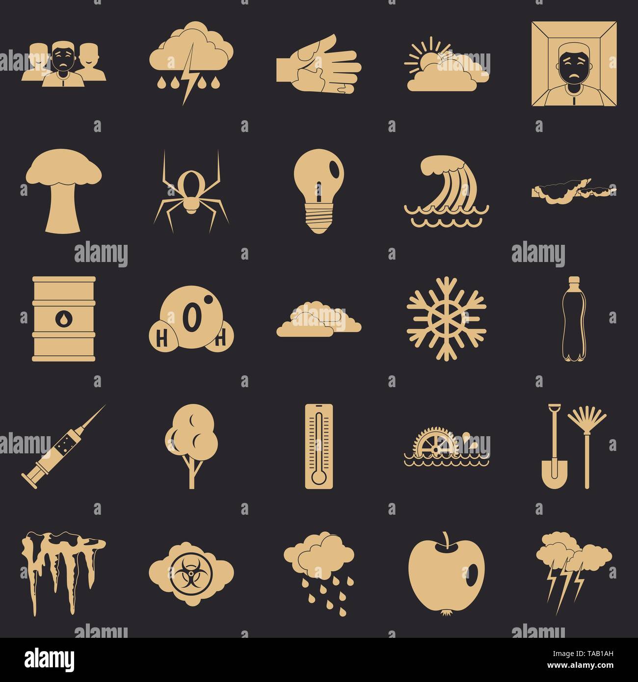 Warning icons set, simple style Stock Vector Image & Art - Alamy