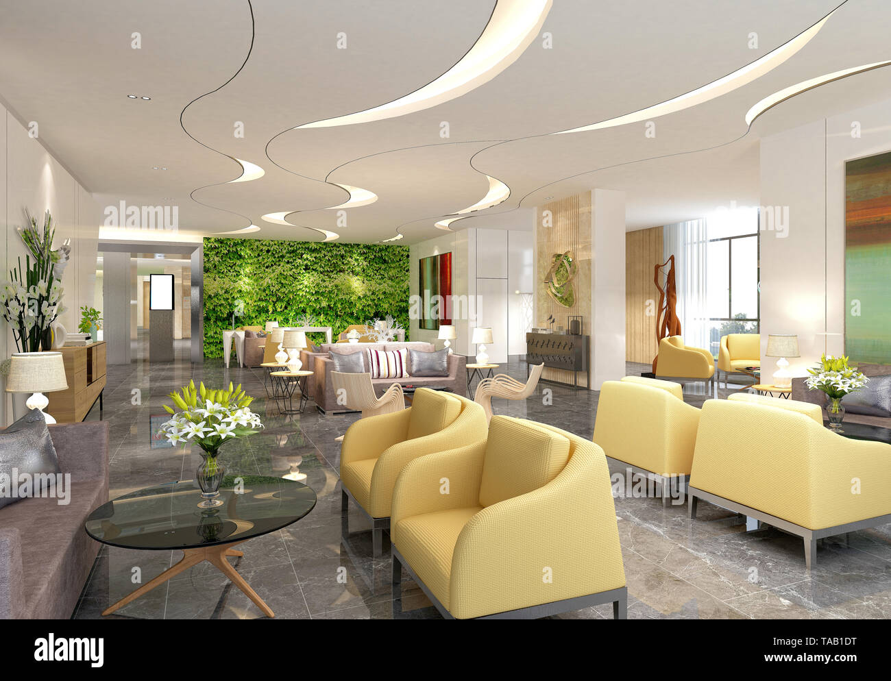 3d render of hotel lobby Stock Photo - Alamy