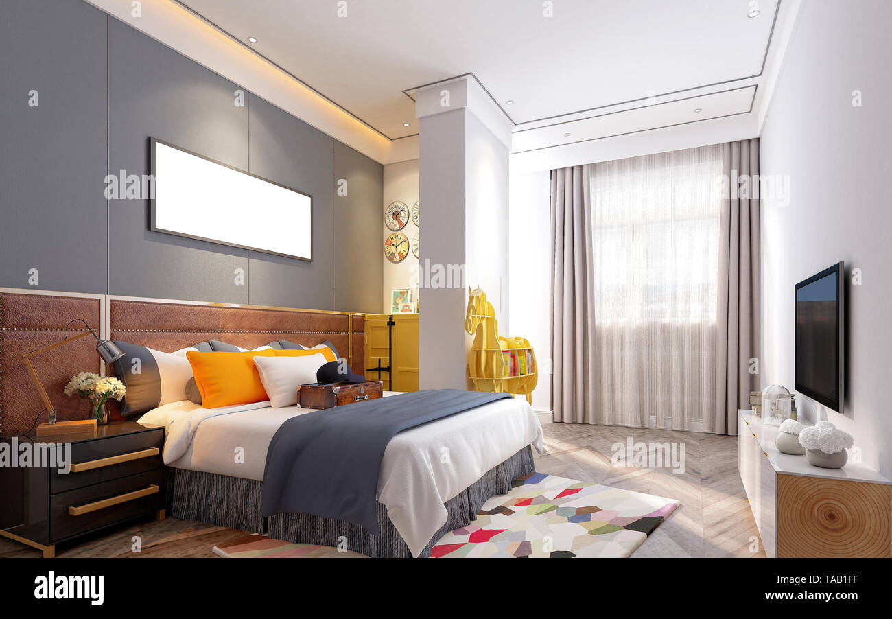 3d render of luxury hotel room Stock Photo - Alamy
