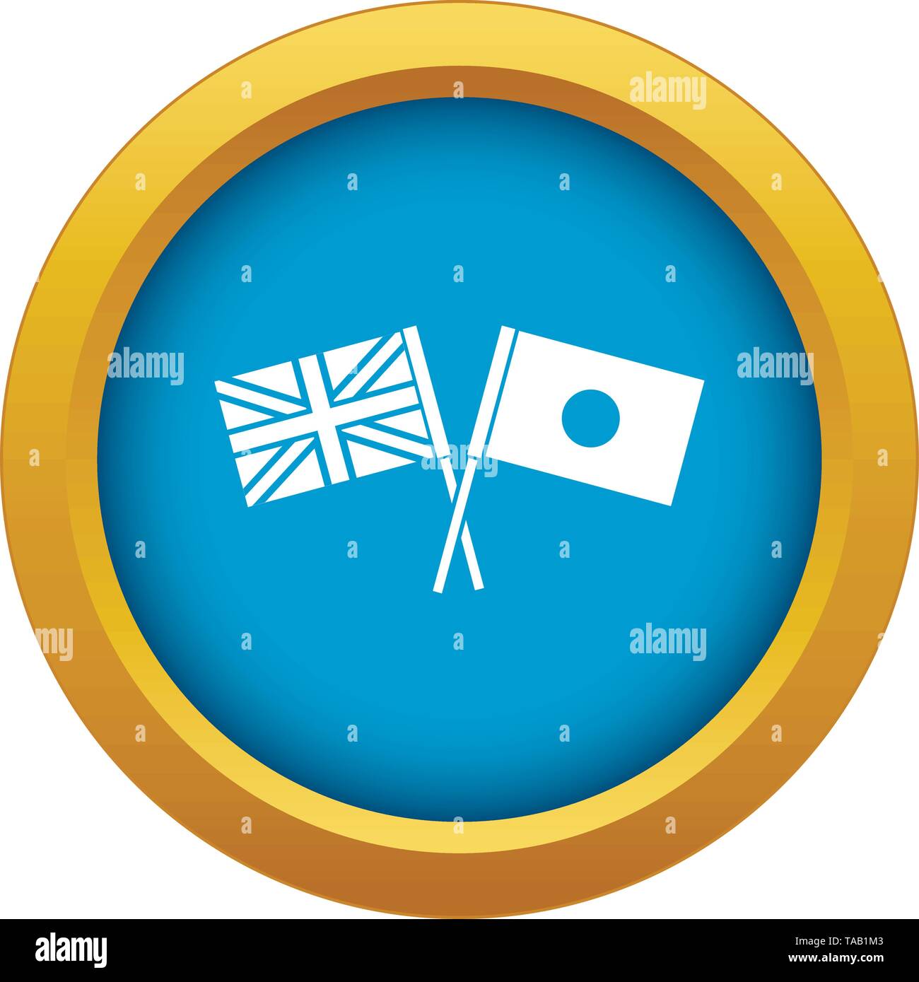 UK and Japan flags crossed icon blue vector isolated Stock Vector Image ...